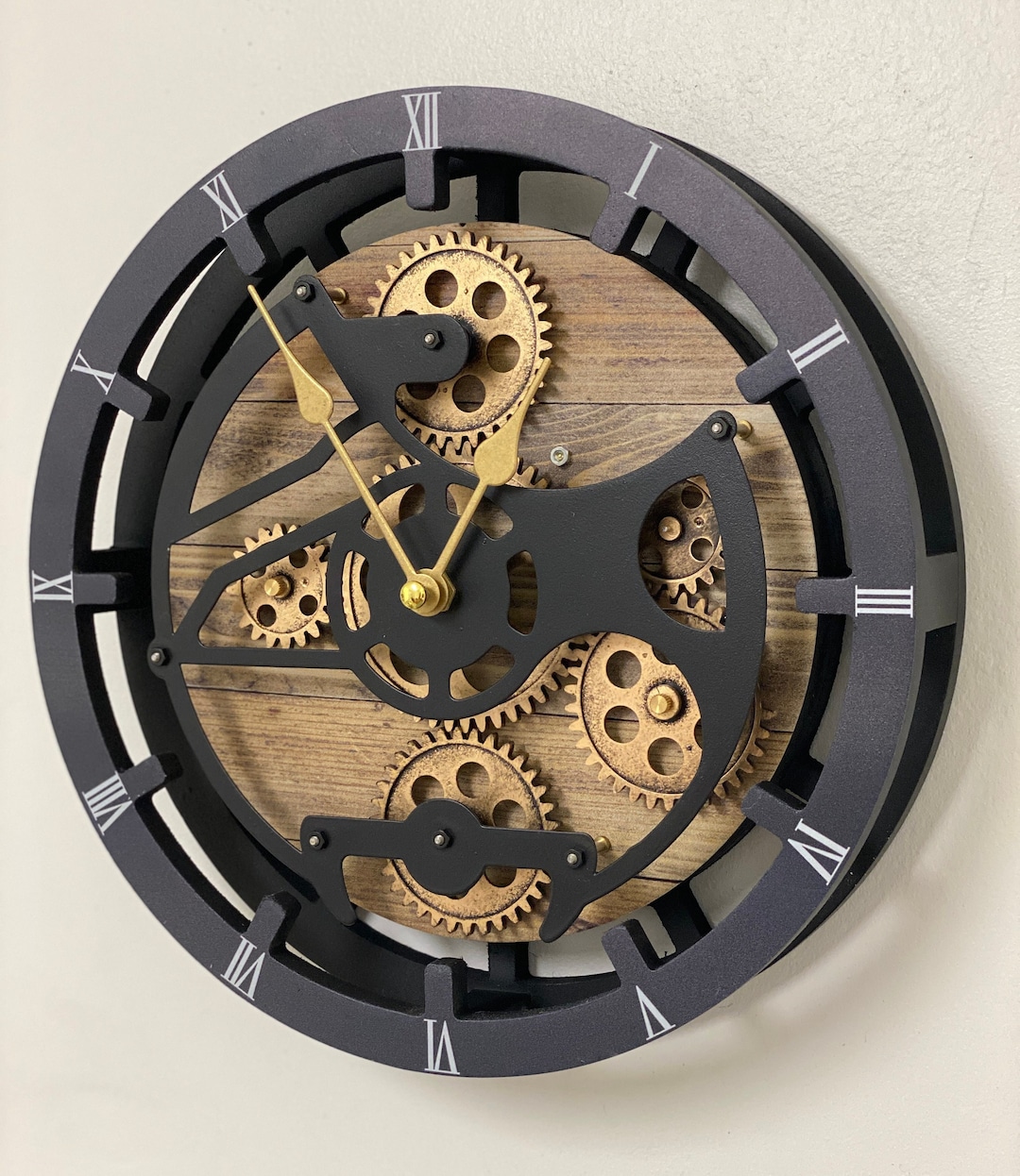 Wall Clock 17 Inches With Real Moving Gear Convertible Into Desk Clock ...