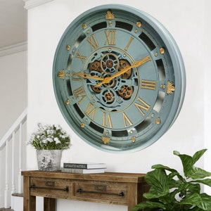 Belgium Line Wall Clock 26 Inches With Real Moving Gears (glass Cover ...