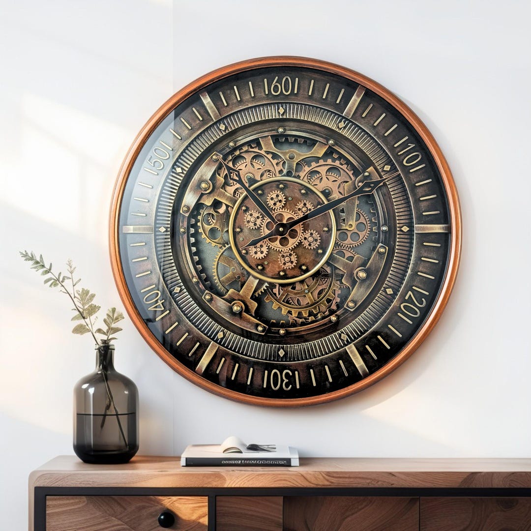 Finland Line Wall Clock Round 24 Inch "vantaa" BRONZE-STEEL - Etsy
