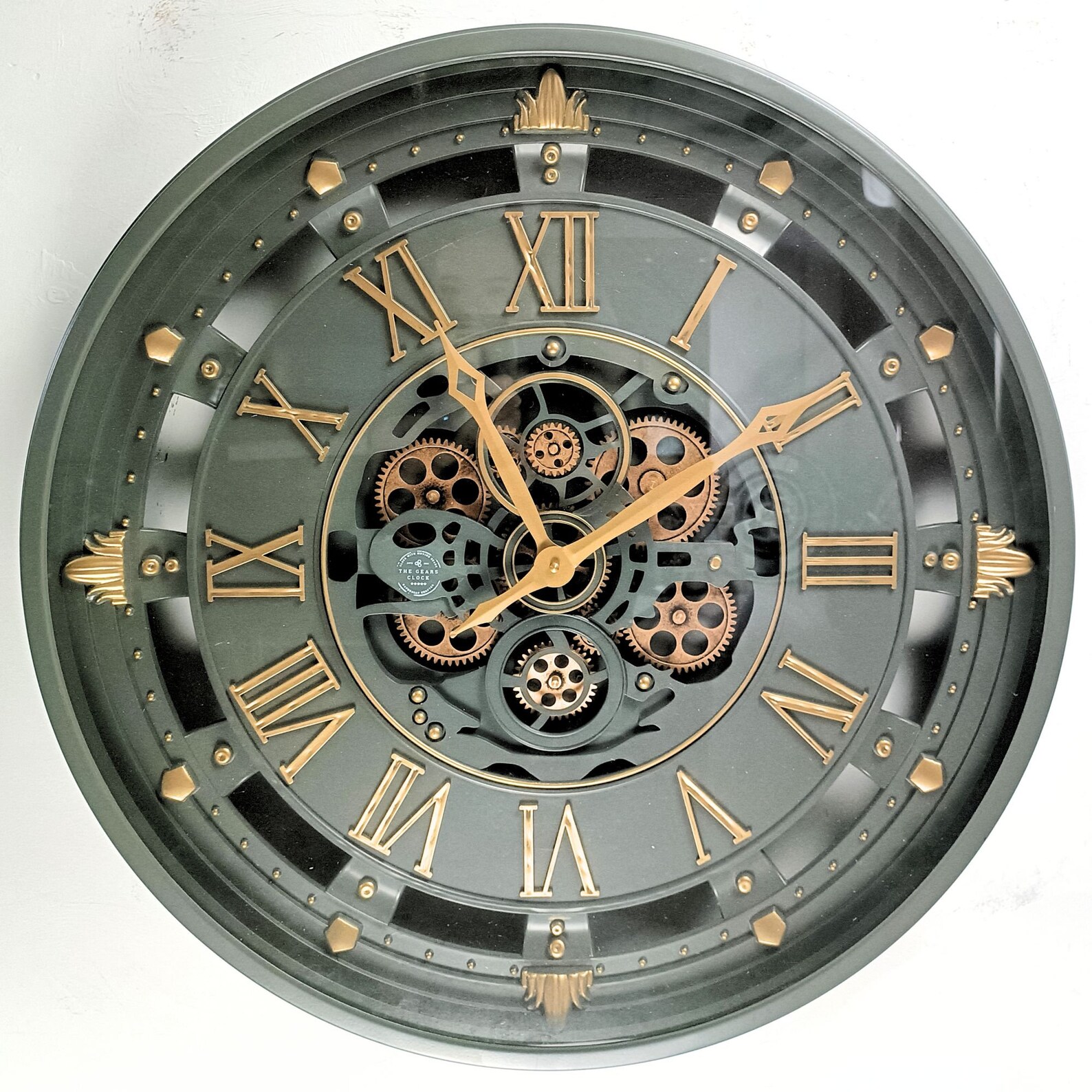 Belgium Line Wall Clock 26 Inches With Real Moving Gears (glass Cover ...