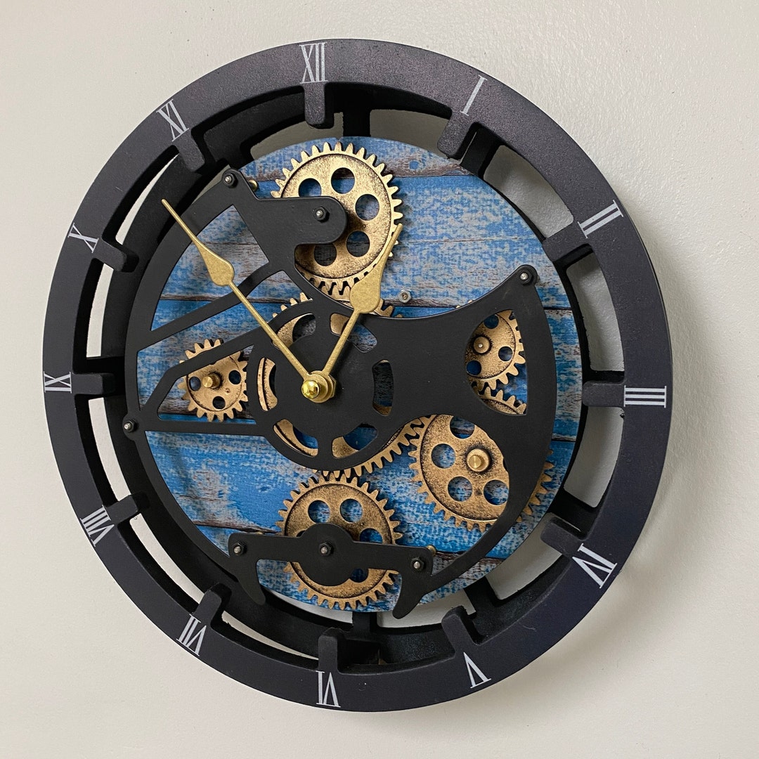 Wall Clock 17 Inches With Real Moving Gear Convertible Into Desk Clock ...