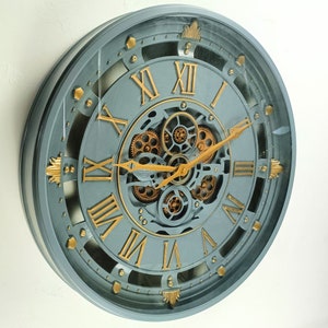 Belgium Line Wall Clock 26 Inches With Real Moving Gears (glass Cover ...