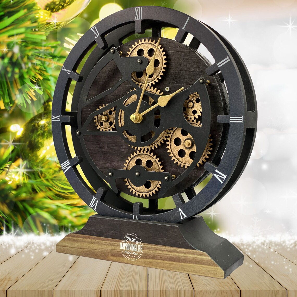 Desk Clock 10 Inches With Real Moving Gear Convertible Into - Etsy