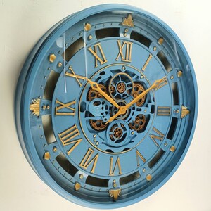 Belgium Line Wall Clock 26 Inches With Real Moving Gears (glass Cover ...