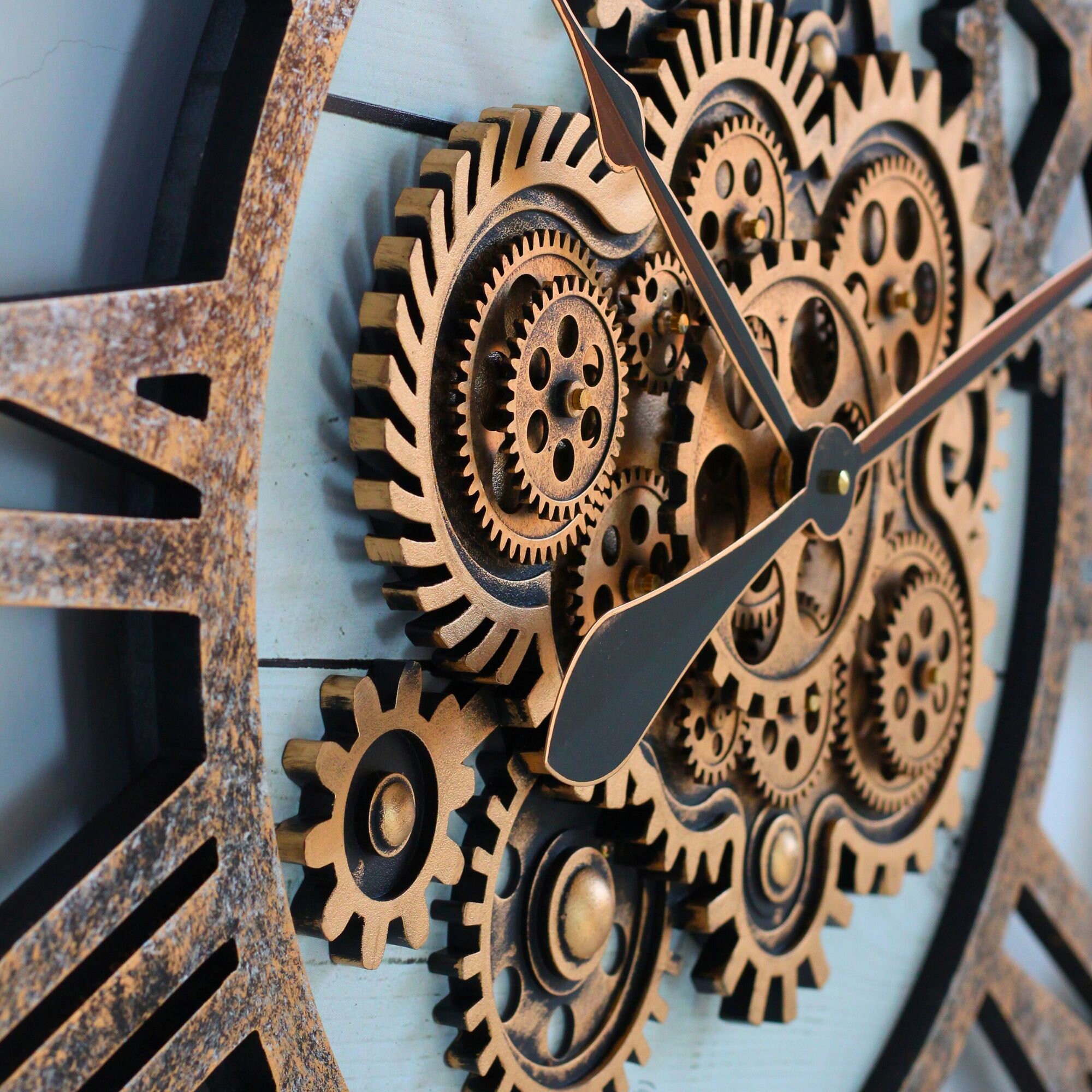 America Line Wall Clock 36 Inches With Real Moving Gears White ...