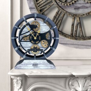 Desk Clock 10 Inches With Real Moving Gear Convertible Into Wall Clock ...