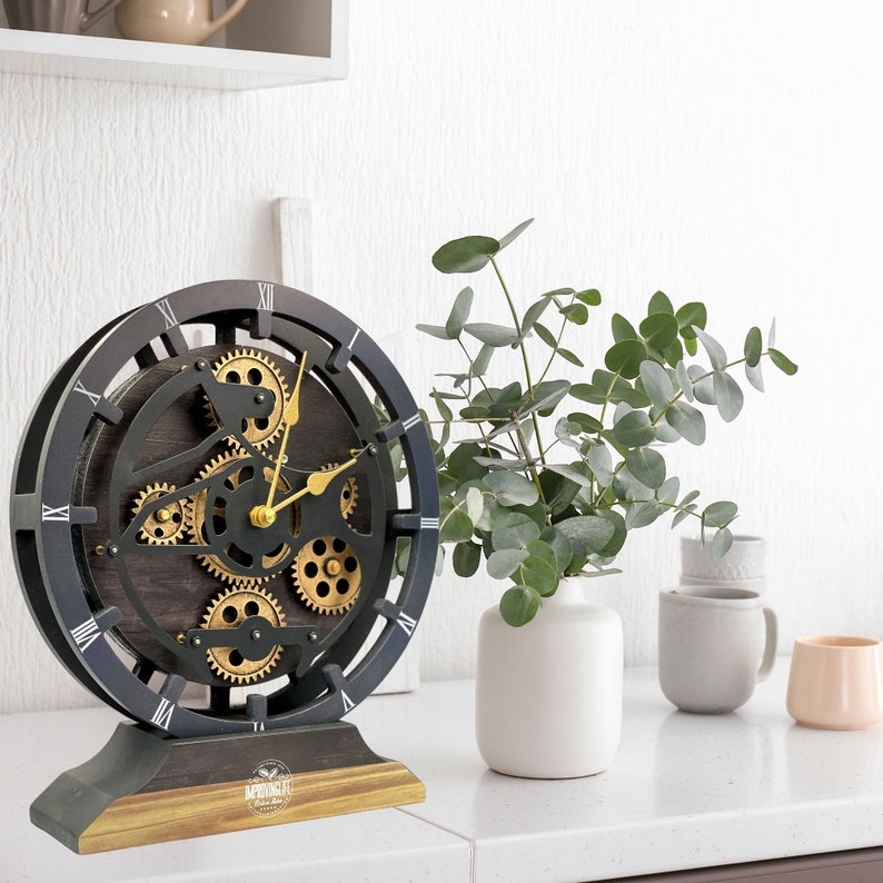 Desk Clock 10 Inches With Real Moving Gear Convertible Into - Etsy