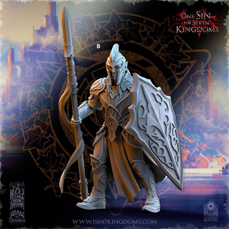 High Elf Spear and Shield | the Beholder Miniatures | RPG Boardgames ...