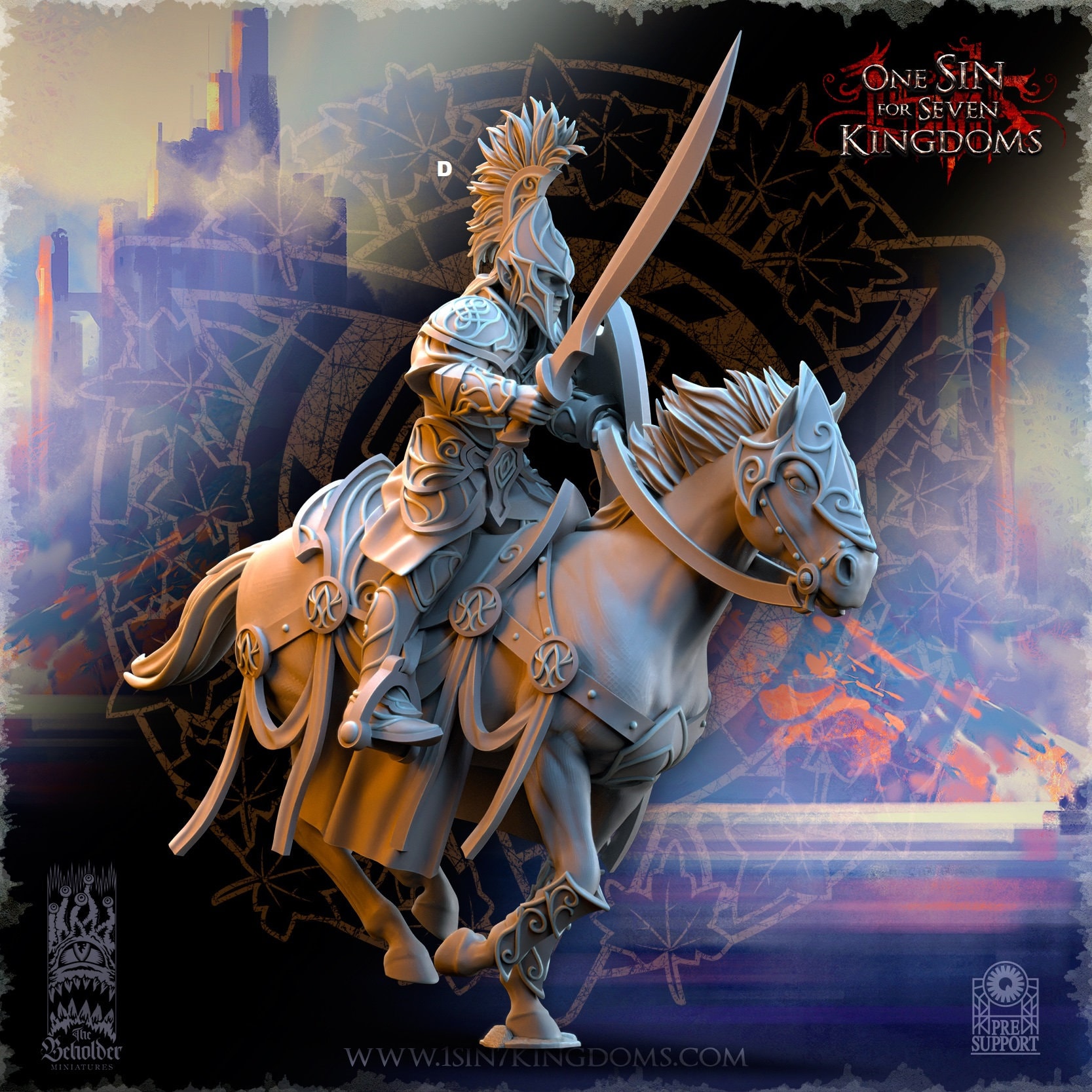 Silvermoor Elf Cavalry Sword and Shield | the Beholder Miniatures | RPG ...