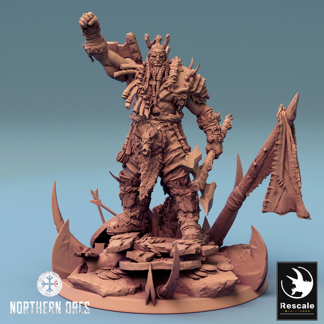 Northern Orcs Azhrog Chief Armored | Rescale Miniatures | Compatible ...