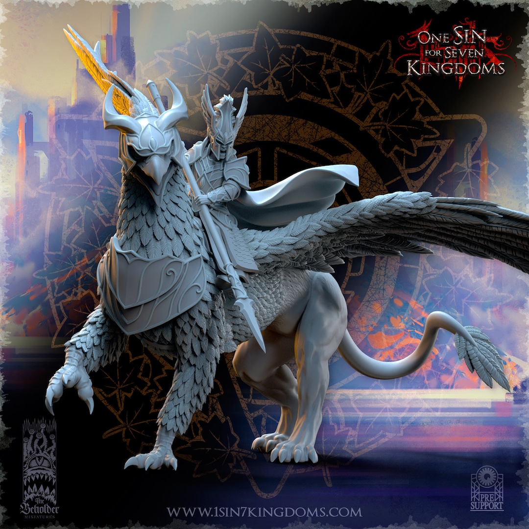 Silvermoor Elf on War Gryphon | the Beholder Miniatures | RPG ...