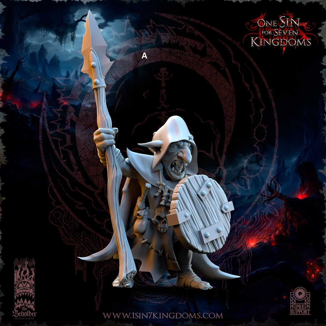 Black Horde Goblin Spear and Shield | the Beholder Miniatures | RPG ...