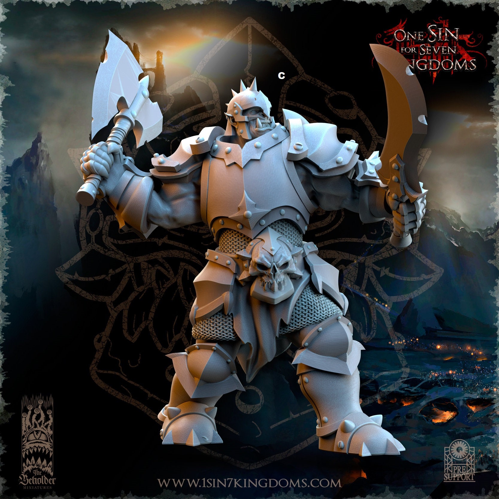 Black Orc Warrior Dual Melee | the Beholder Miniatures | RPG Boardgames ...