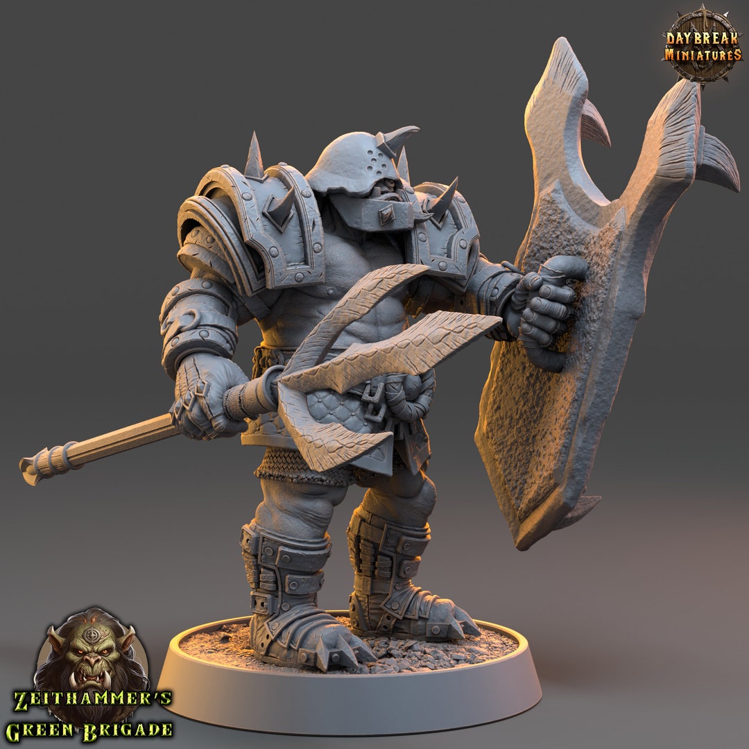 Orc Warrior Shield and Pike Daybreak Miniatures Compatible With D&D/AOS ...
