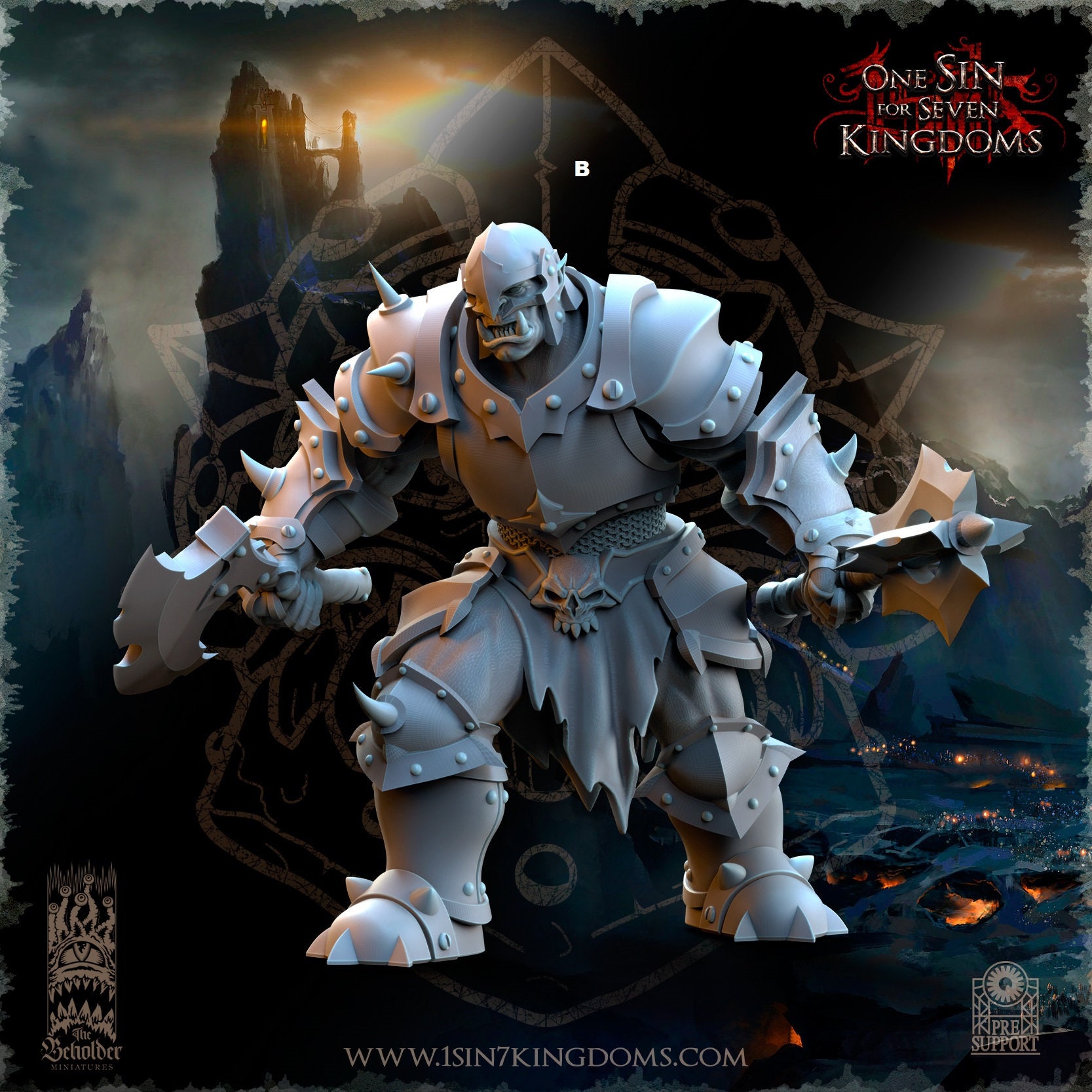 Black Orc Warrior Dual Melee | the Beholder Miniatures | RPG Boardgames ...