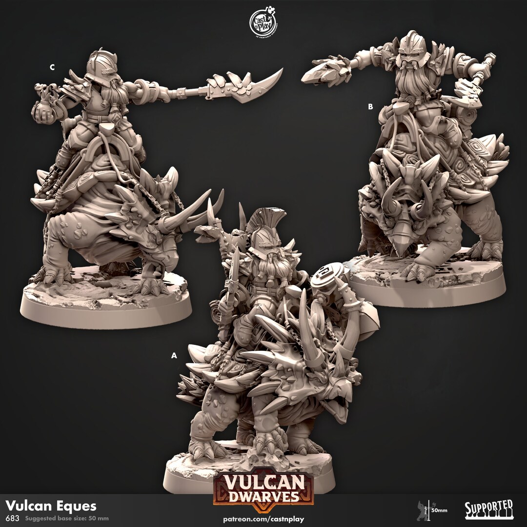Dwarf Rider Vulcan Eques Miniatures | Dinosaur Riders | Castnplay | RPG ...