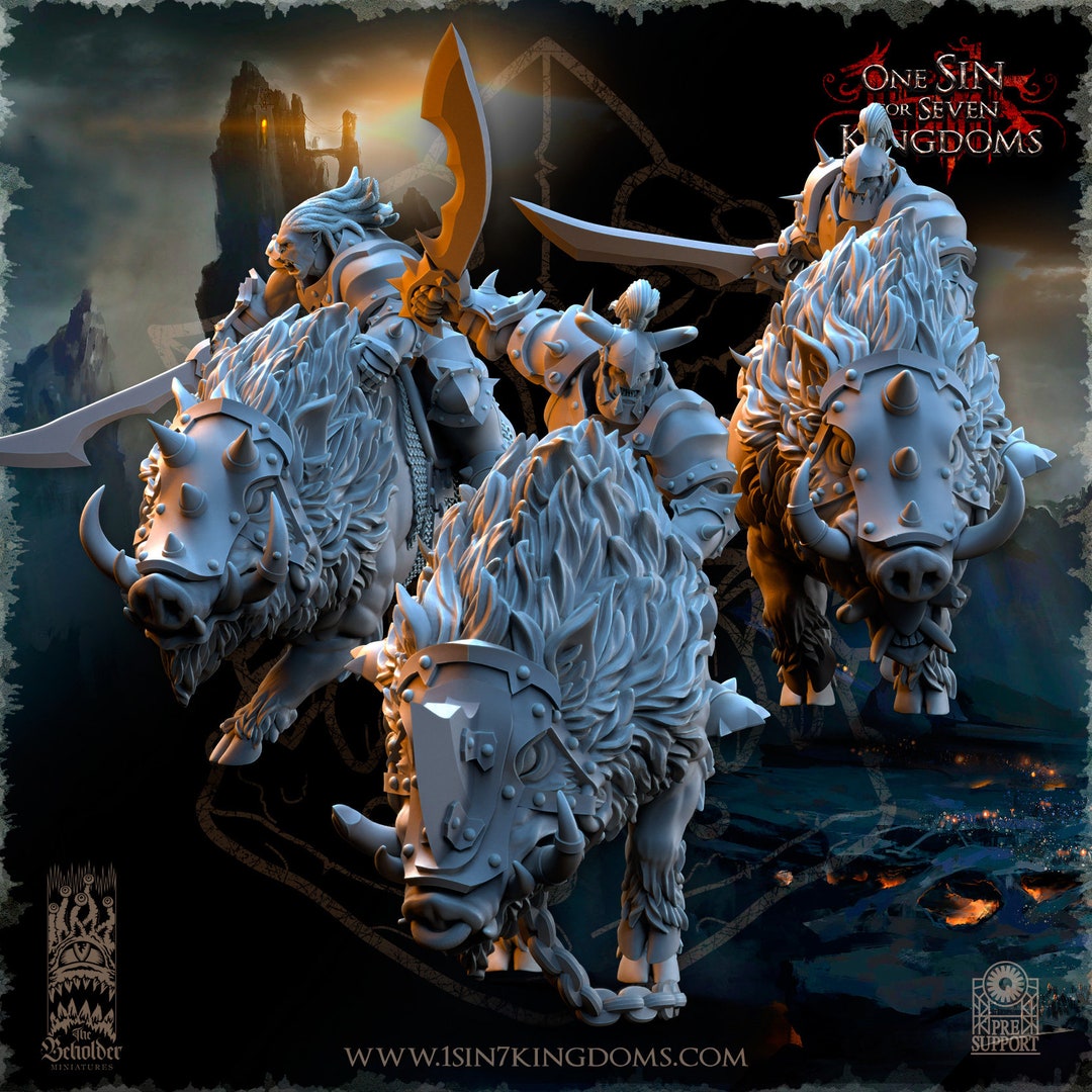 Black Orc Mounted Swords | the Beholder Miniatures | RPG Boardgames ...