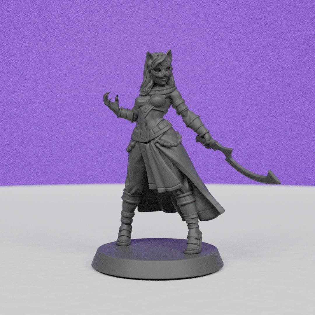 Female Cat Mask Fighter | Galaad Miniatures | RPG Boardgames | Fantasy ...