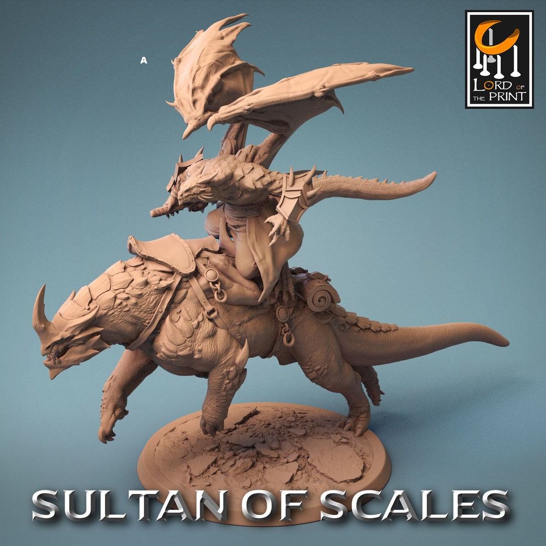 Winged Dragonborn Rider on Great Beast | Rescale Miniatures | RPG ...