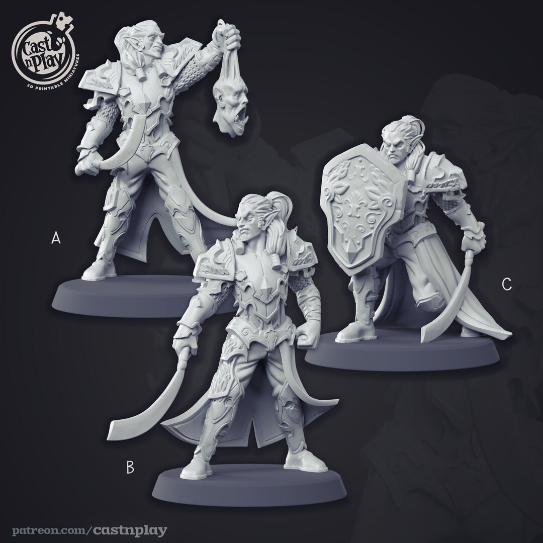 Elven Champion Miniature | Castnplay | Compatible With D&d/aos ...