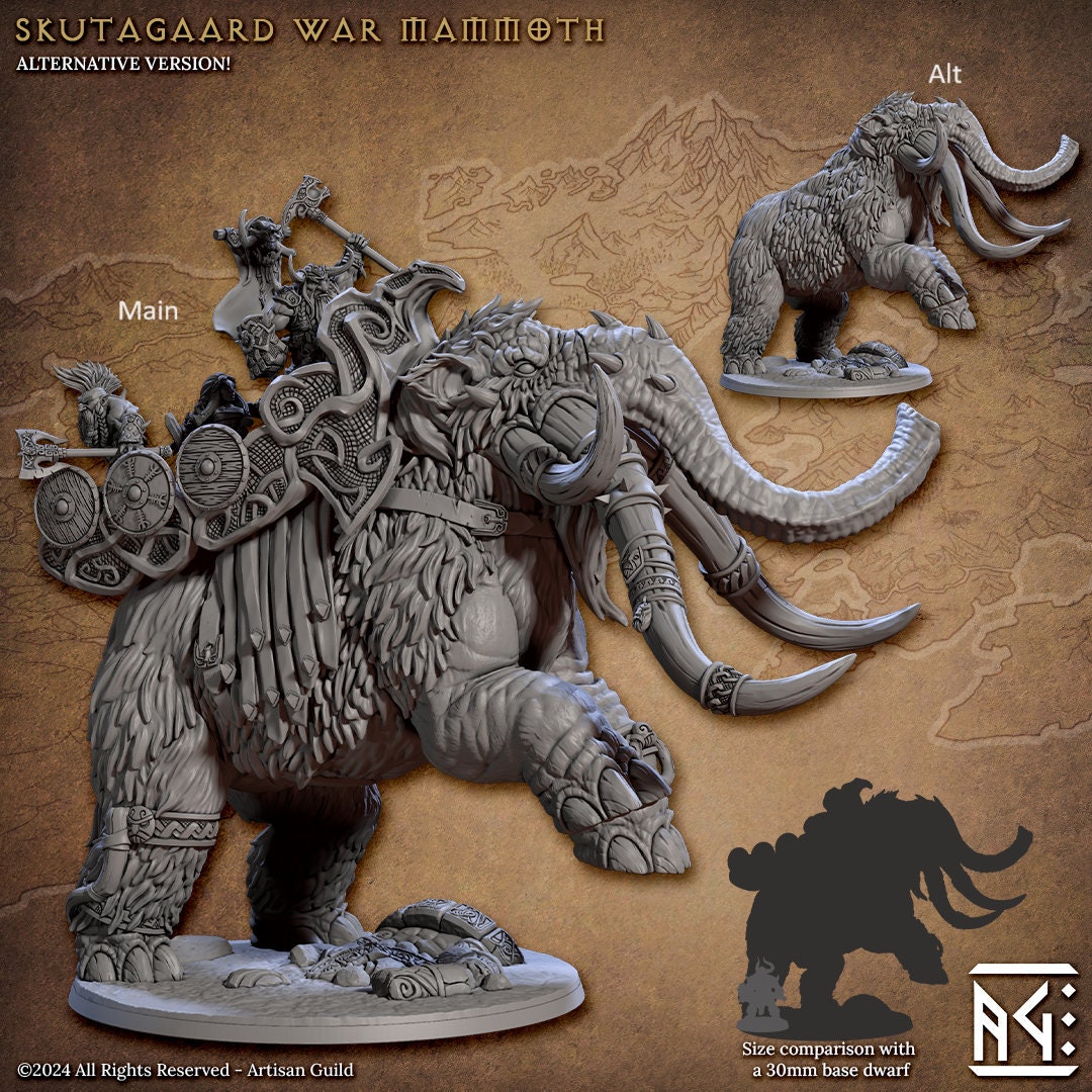 Dwarf War Mammoth | Artisan Guild Miniatures | RPG Boardgames | Fantasy ...