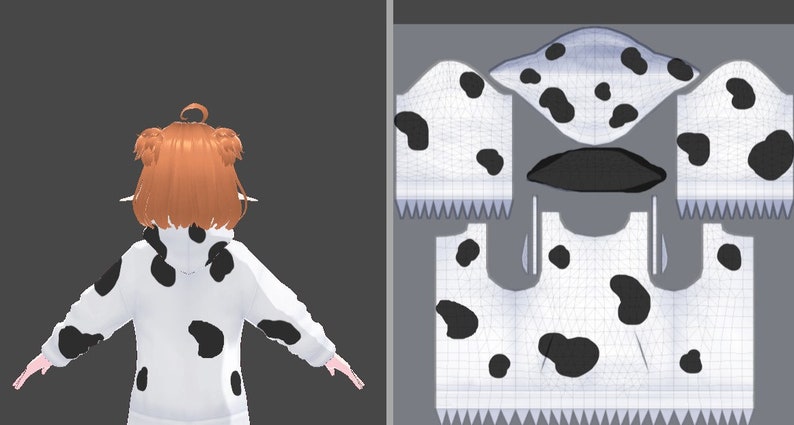 Vroid - Cow Hoodie Texture - Etsy