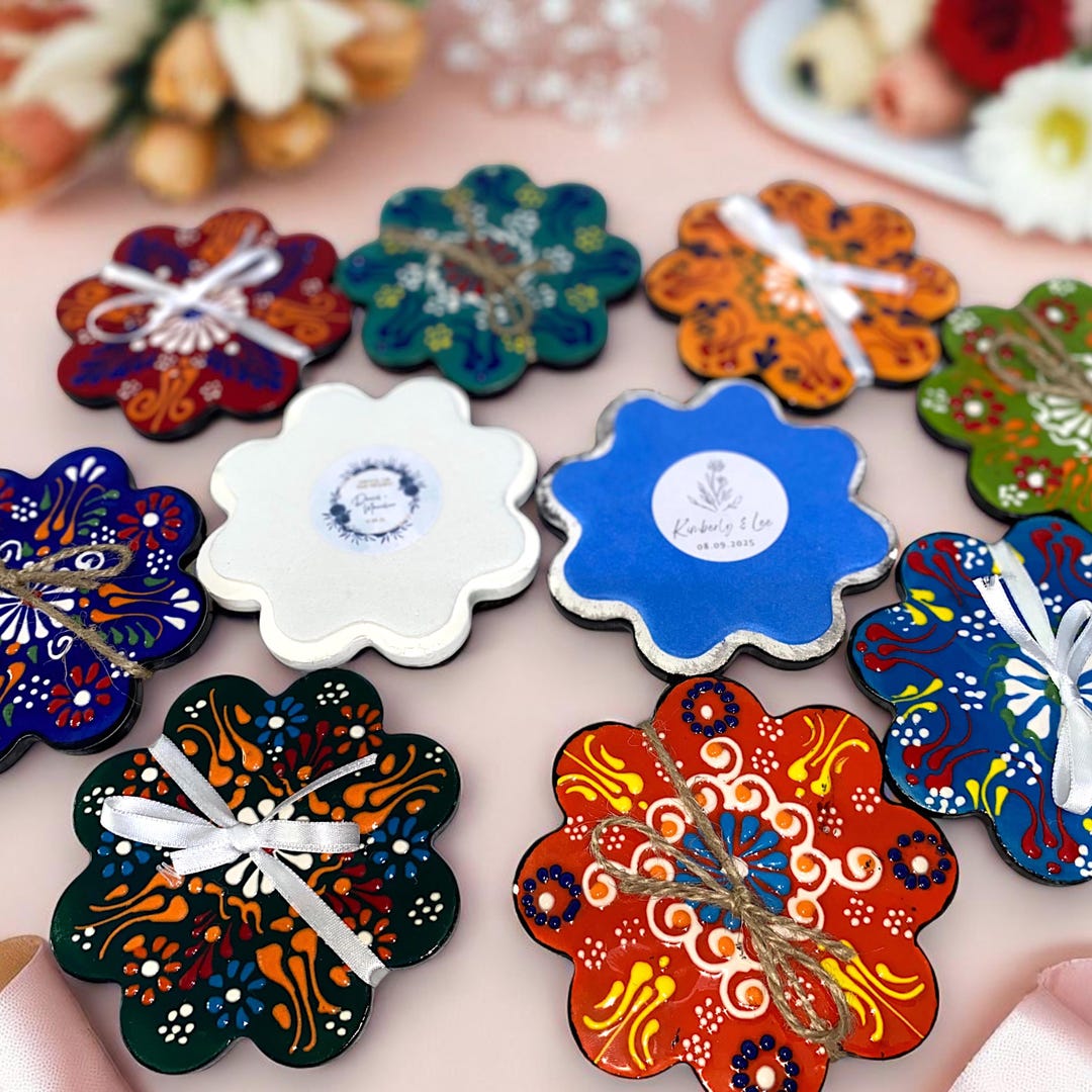 Custom Ceramic Wedding Coasters – Handmade Personalized Favors – Bridal ...