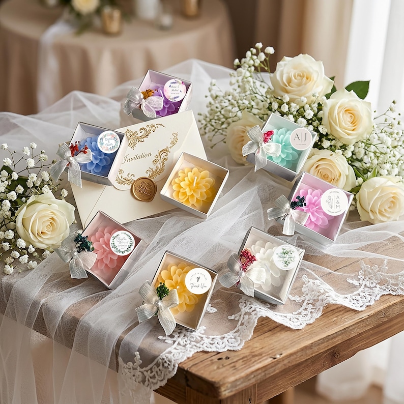 Personalized Wedding Favors Lotus Candles – Custom Guest Gifts for Baby ...