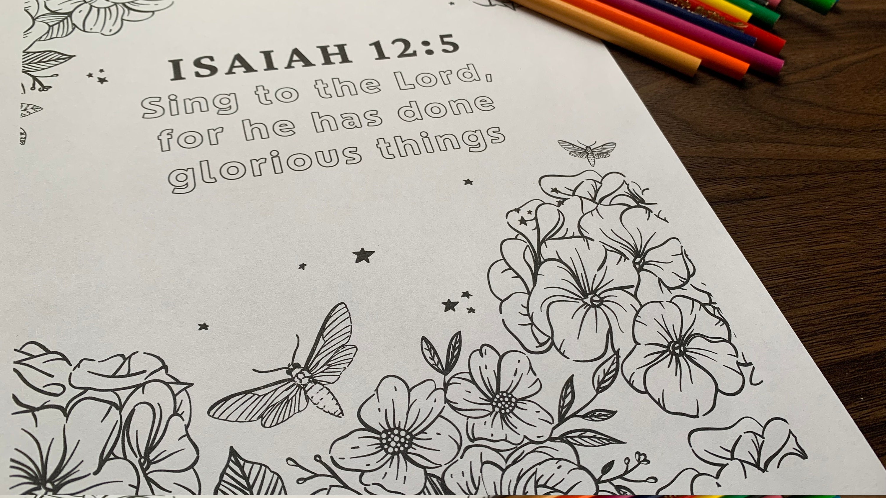 Christian Coloring Page - Floral - Isaiah 12:5 - Relaxing - Digital ...