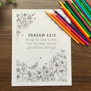 Christian Coloring Page - Floral - Isaiah 12:5 - Relaxing - Digital ...