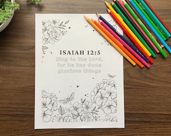 Floral Coloring Page - Scripture - Psalm 71:8 - Relaxing - Digital ...