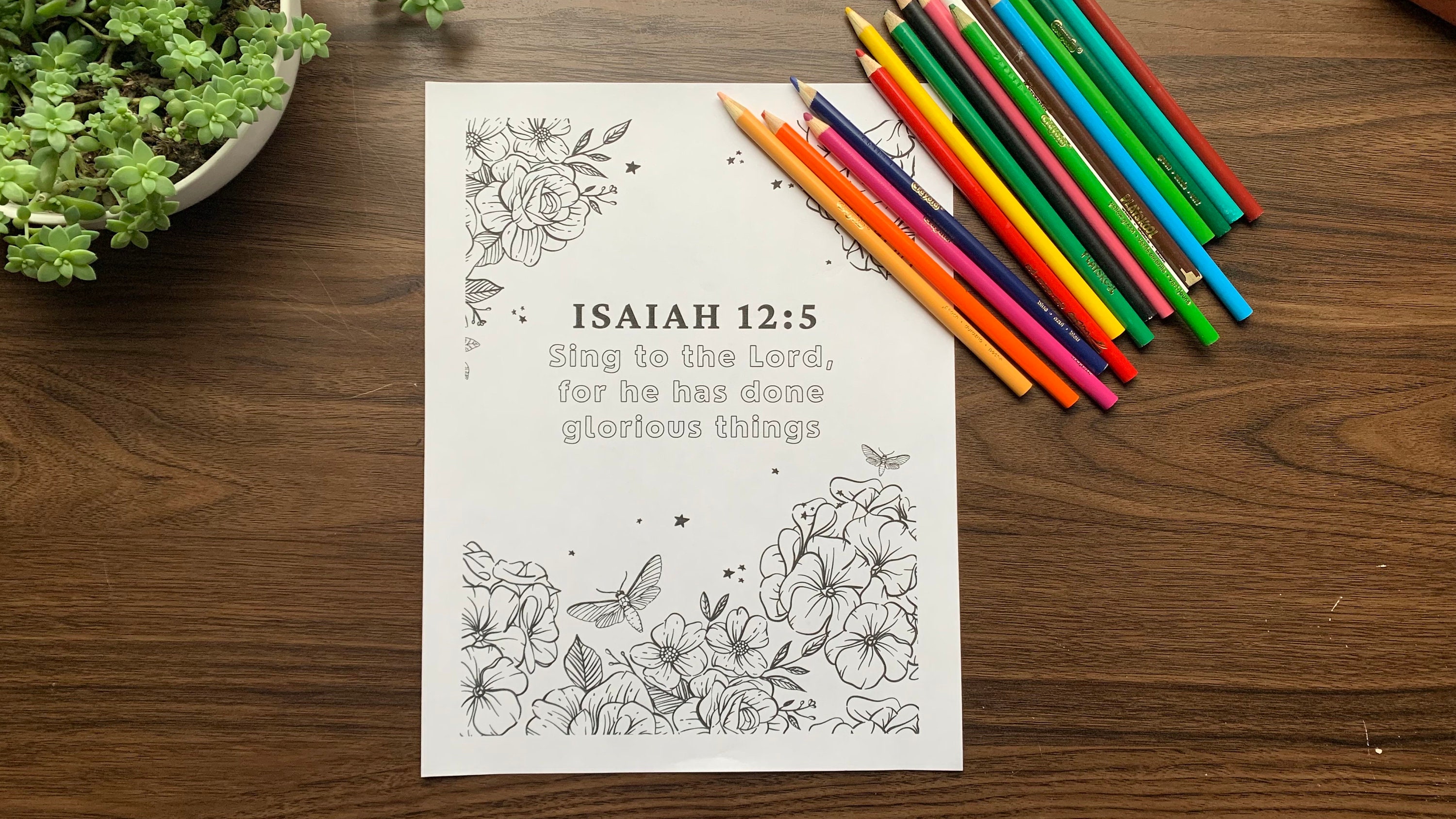 Christian Coloring Page - Floral - Isaiah 12:5 - Relaxing - Digital ...