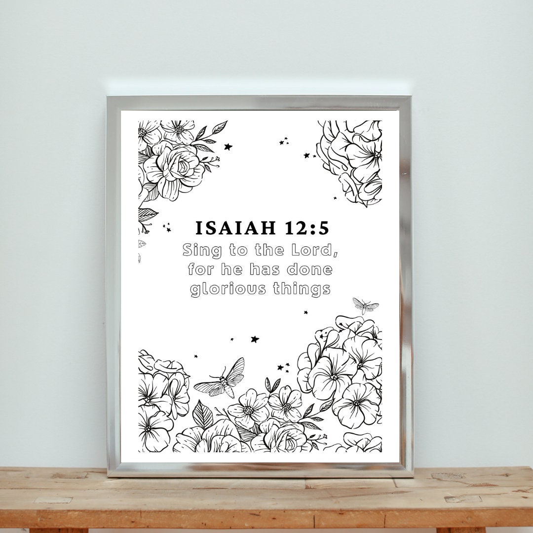 Christian Coloring Page - Floral - Isaiah 12:5 - Relaxing - Digital ...