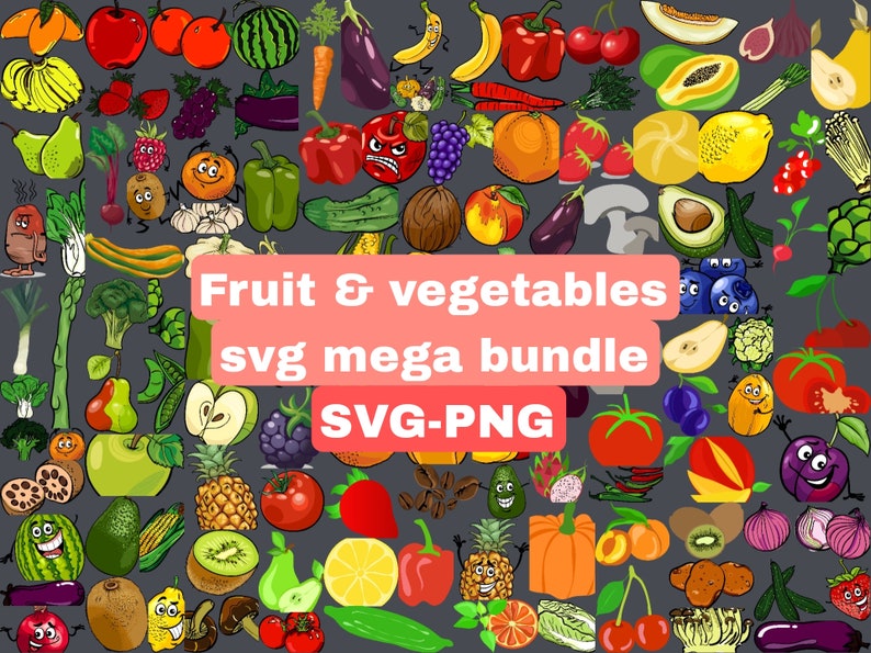 Fruit Svg Bundle ,vegetables Svg Bundle, Fruit & Vegetables Cut Files ...