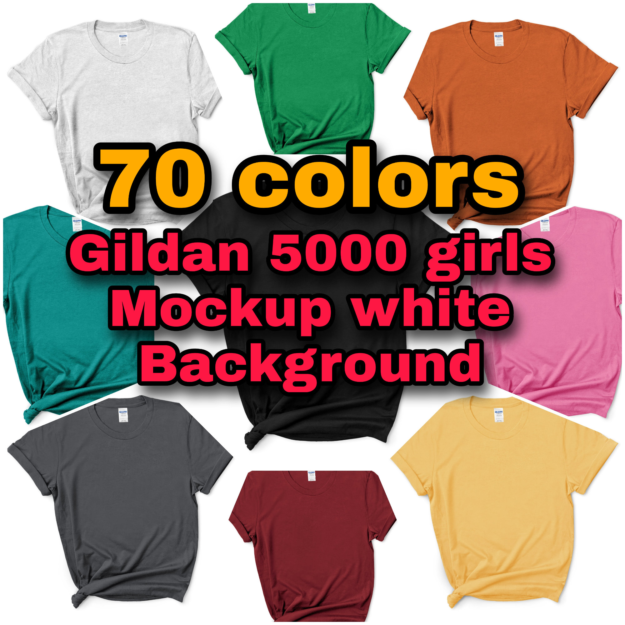 Gildan 5000 Girls Mockup Bundle All Colors, Gildan 5000 Tshirt Mock up ...