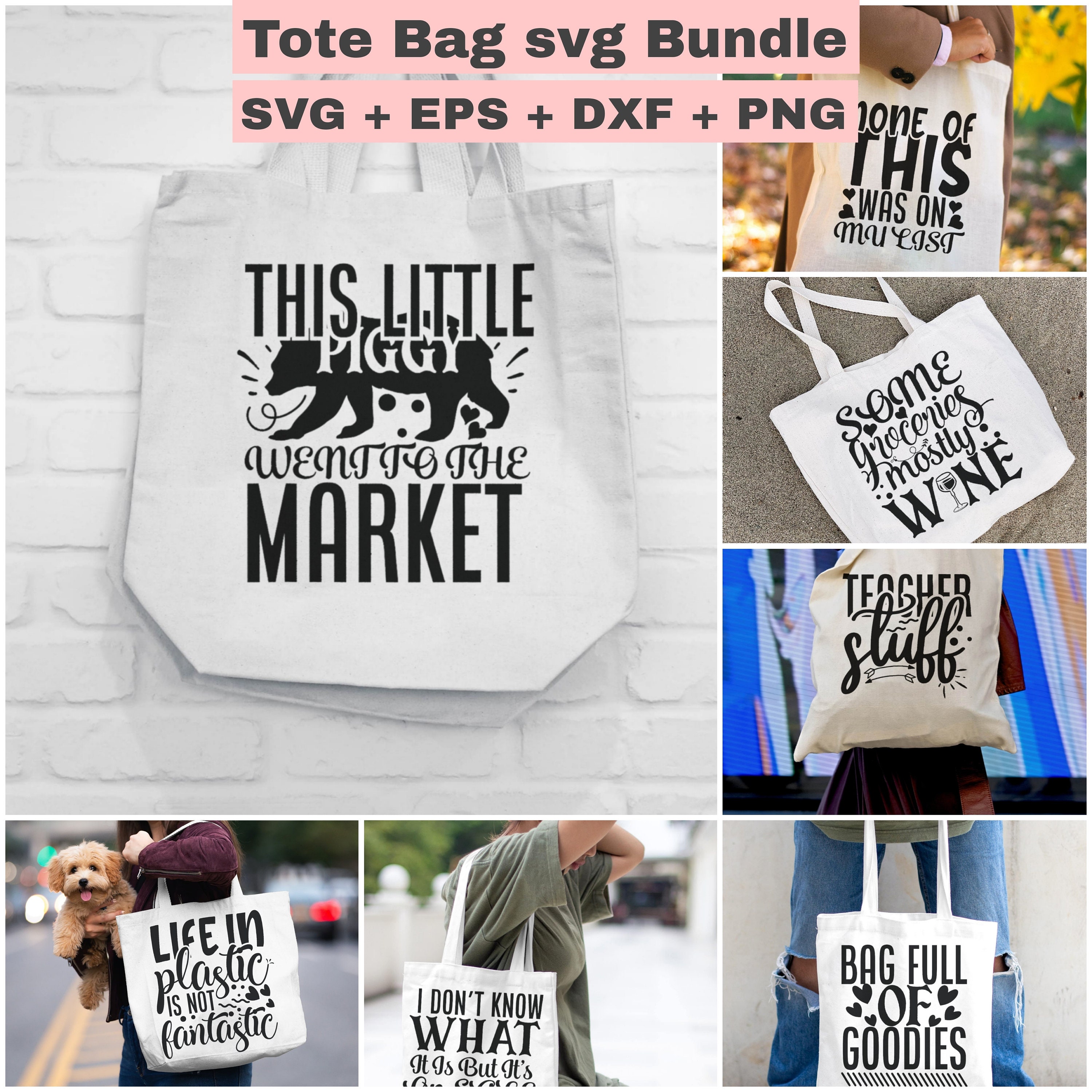 Tote Bag Svg Funny Tote Bag SVG Bundle | Shopping Bag SVG Bundle | Mega ...