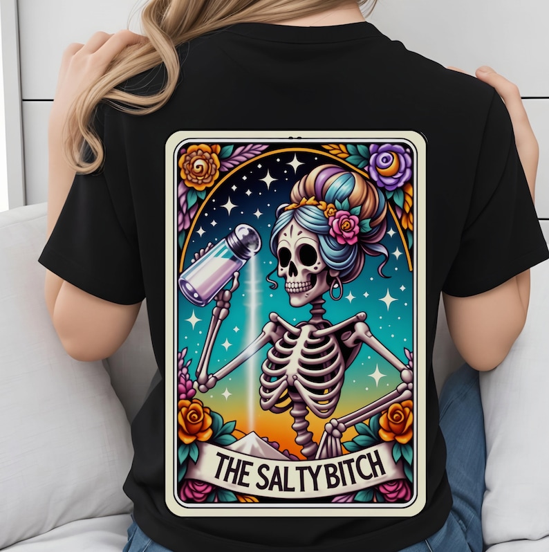 The Salty Bitch Funny Tarot Card PNG, Sarcastic Sweary Skeleton ...