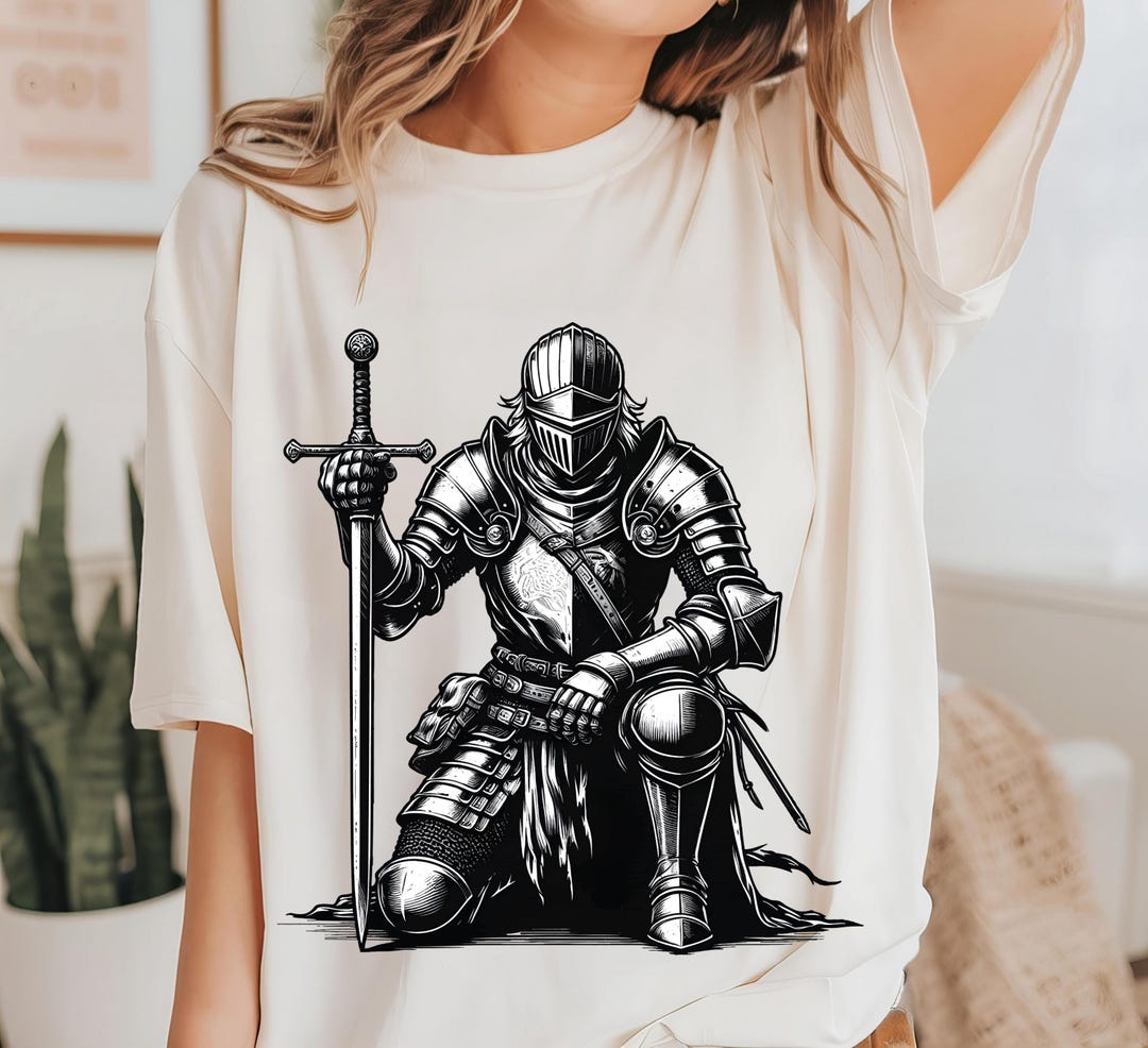 Kneeling Knight SVG & PNG Digital Files, Warrior Vector Graphic , Instant Digital Download ...