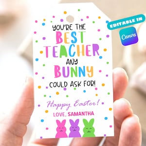 Editable Easter Teacher Appreciation Gift Tags Best Teacher Bunny ...
