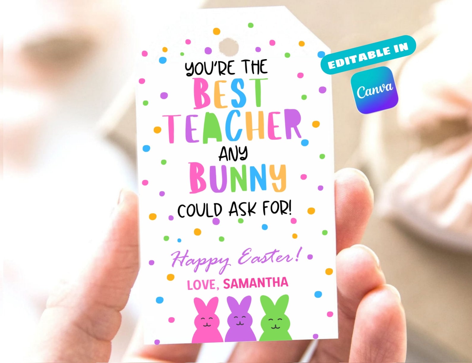 Editable Easter Teacher Appreciation Gift Tags Best Teacher Bunny ...