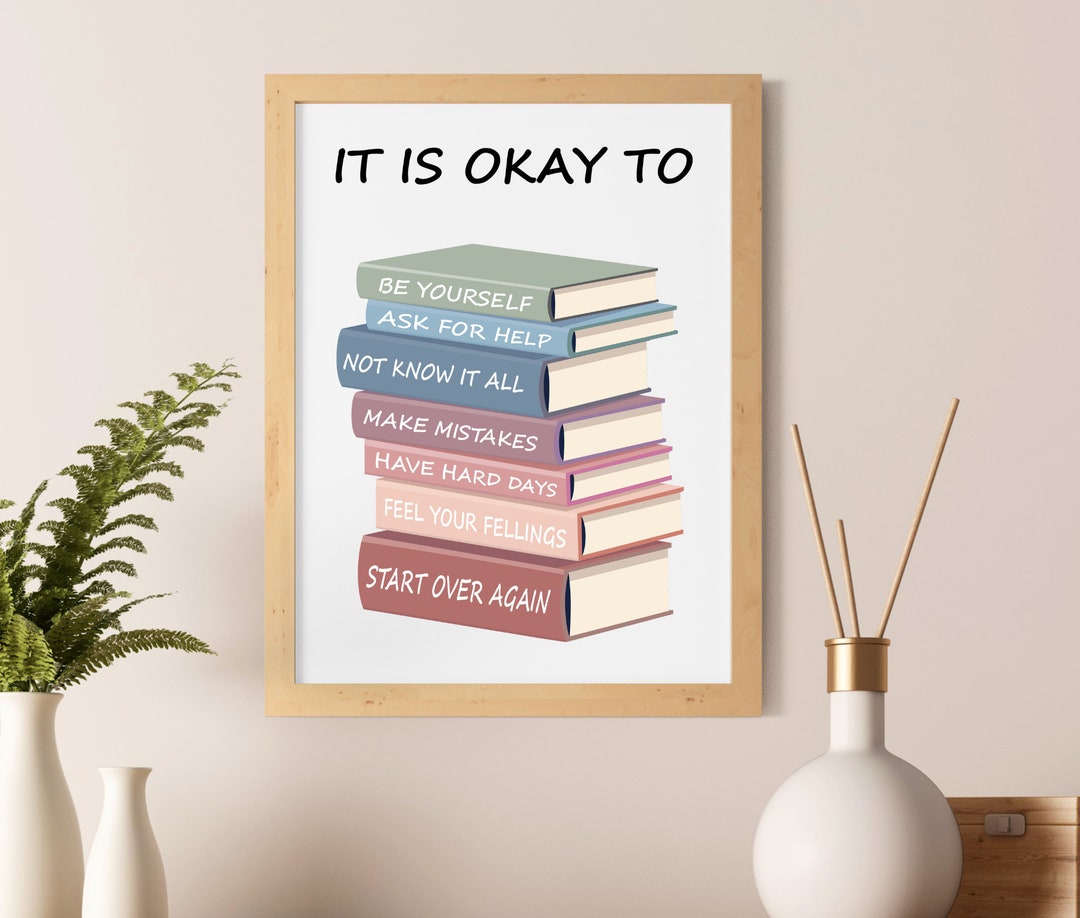 It's Okay to Not Be Okay Poster, Motivational Kids Art, Classroom ...