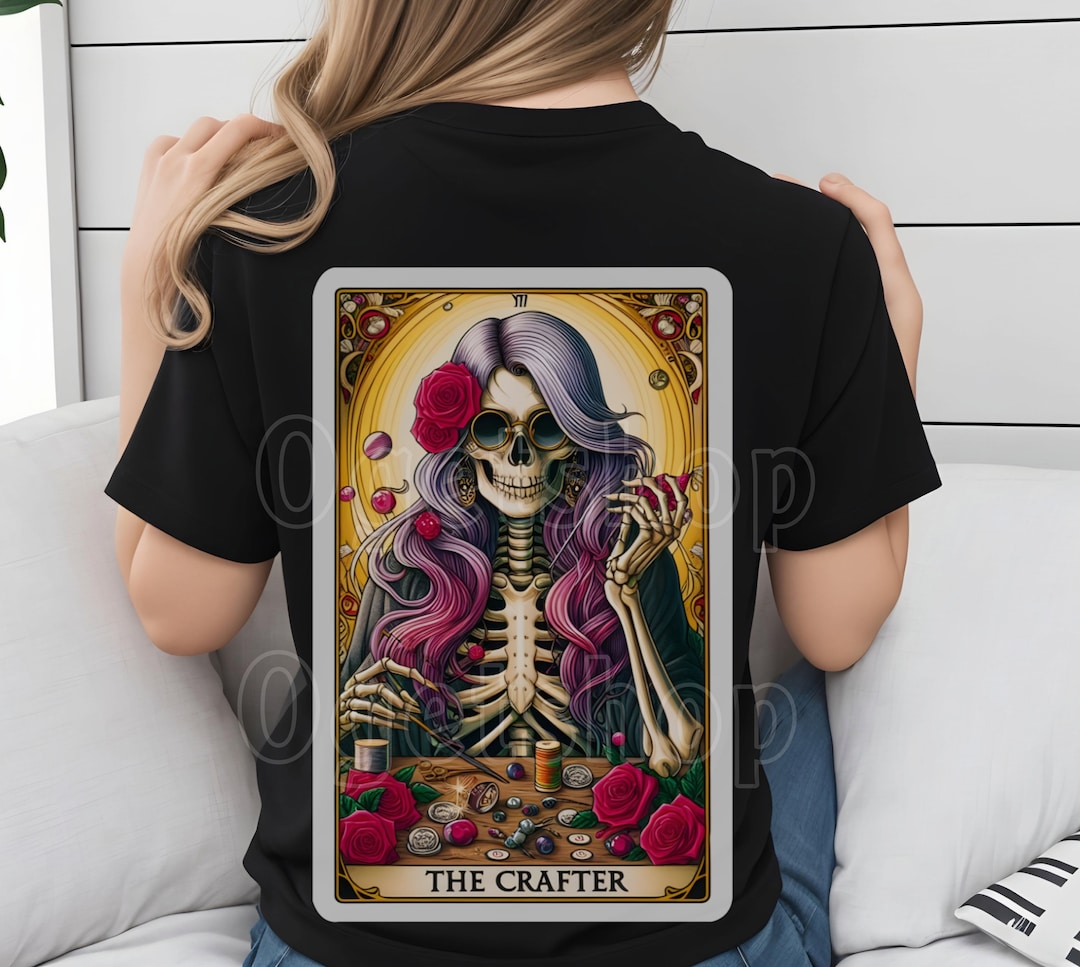 Tarot Card PNG the Crafter, Humorous Swearing Skeleton Sublimation ...