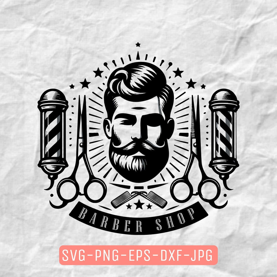 Barbershop Emblem SVG Barbershop Logo Vintage Barber & Hair Stylist ...
