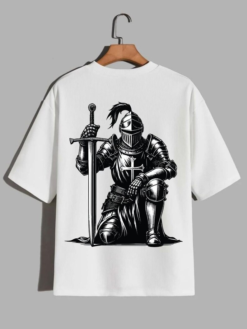 Kneeling Knight SVG & PNG Digital Files, Warrior Vector Graphic ...