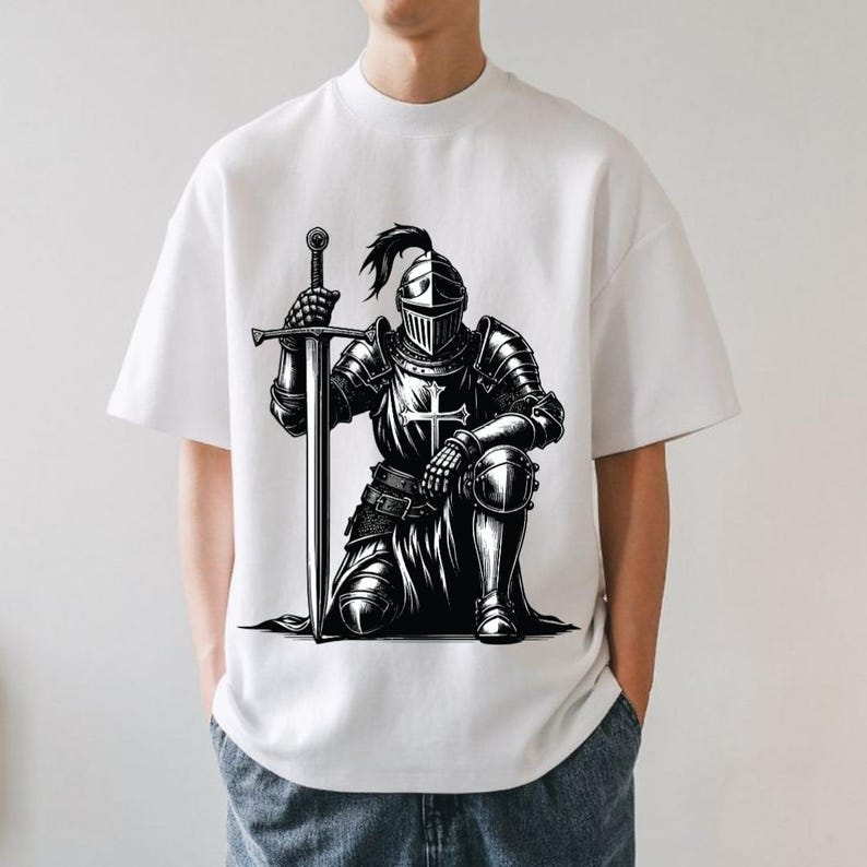 Kneeling Knight SVG & PNG Digital Files, Warrior Vector Graphic ...