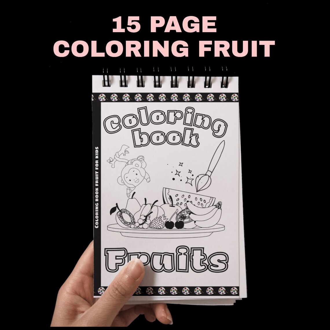 Coloring Page for Kids, 15 Page Coloring Book Fruit, Kids Coloring Book ...