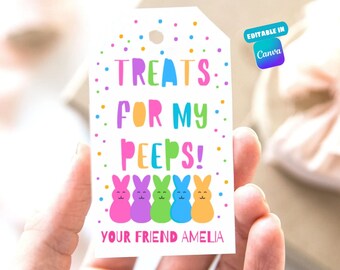 Editable Easter Gift Tags Treats for My Peeps Easter Basket Treat Tag ...