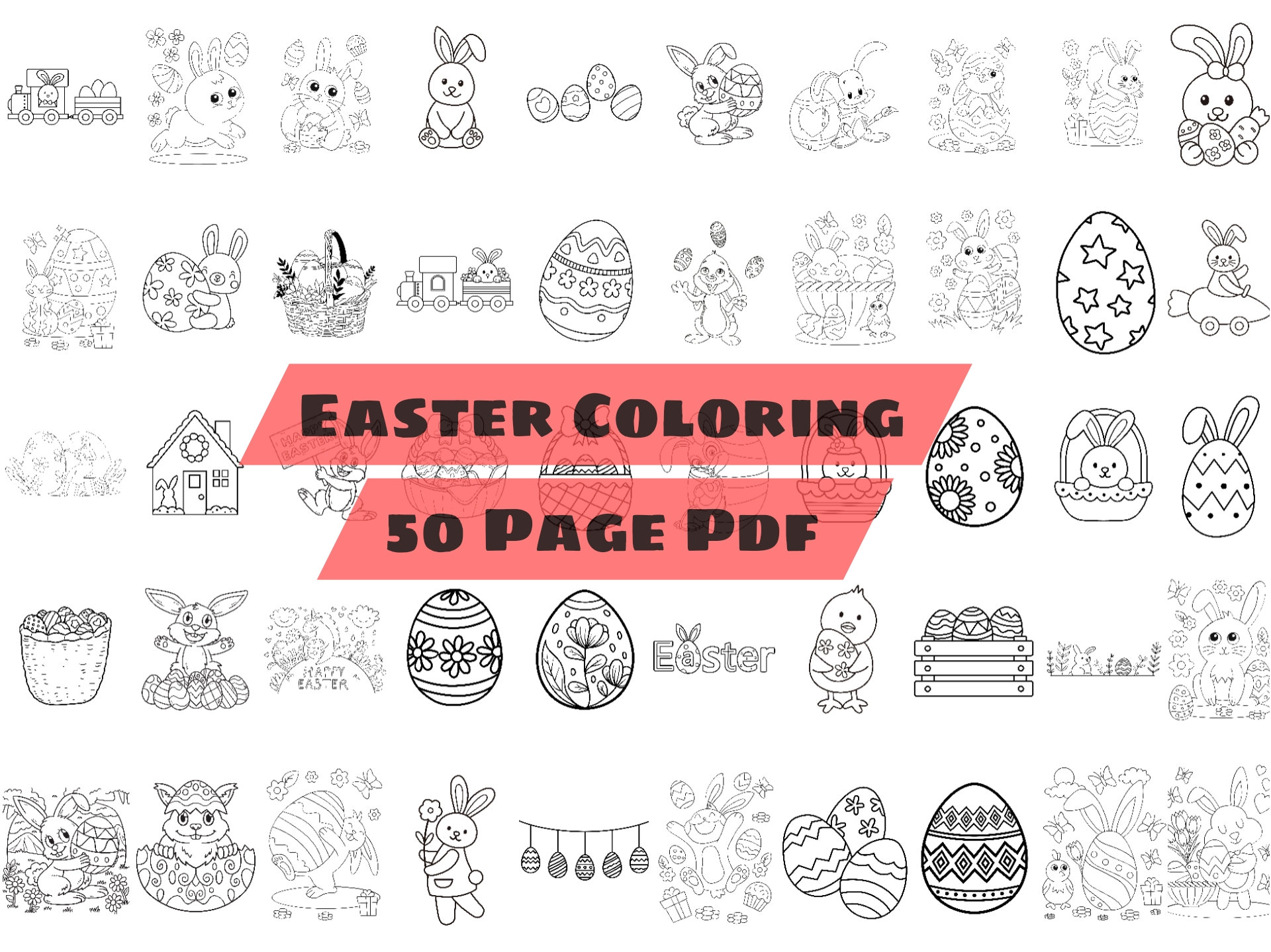 Easter Coloring Page Bundle Coloring Pages, Holiday Coloring Page ...