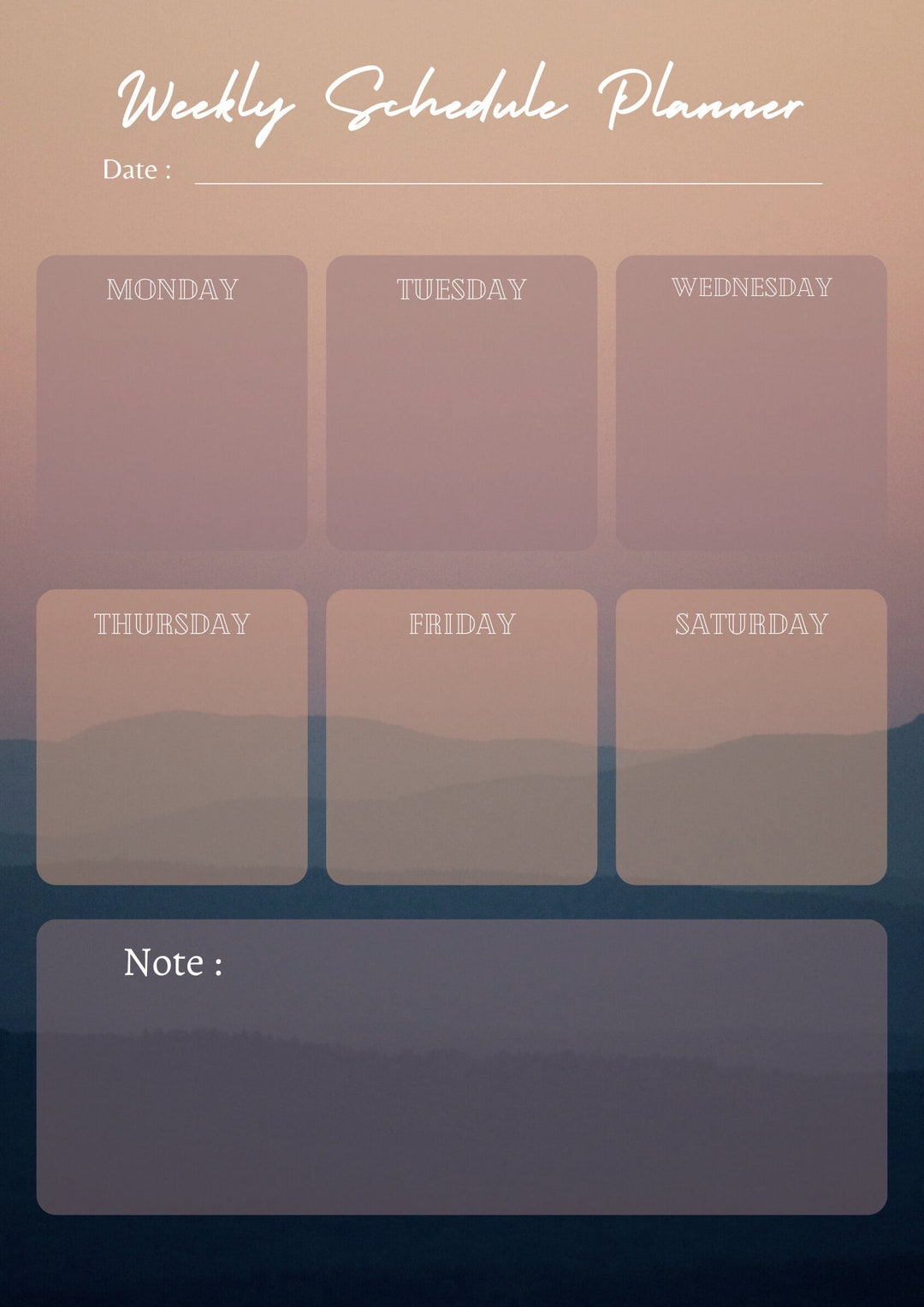 Weekly Planner Reminder,instant Download,reminders of the Day,schedule ...