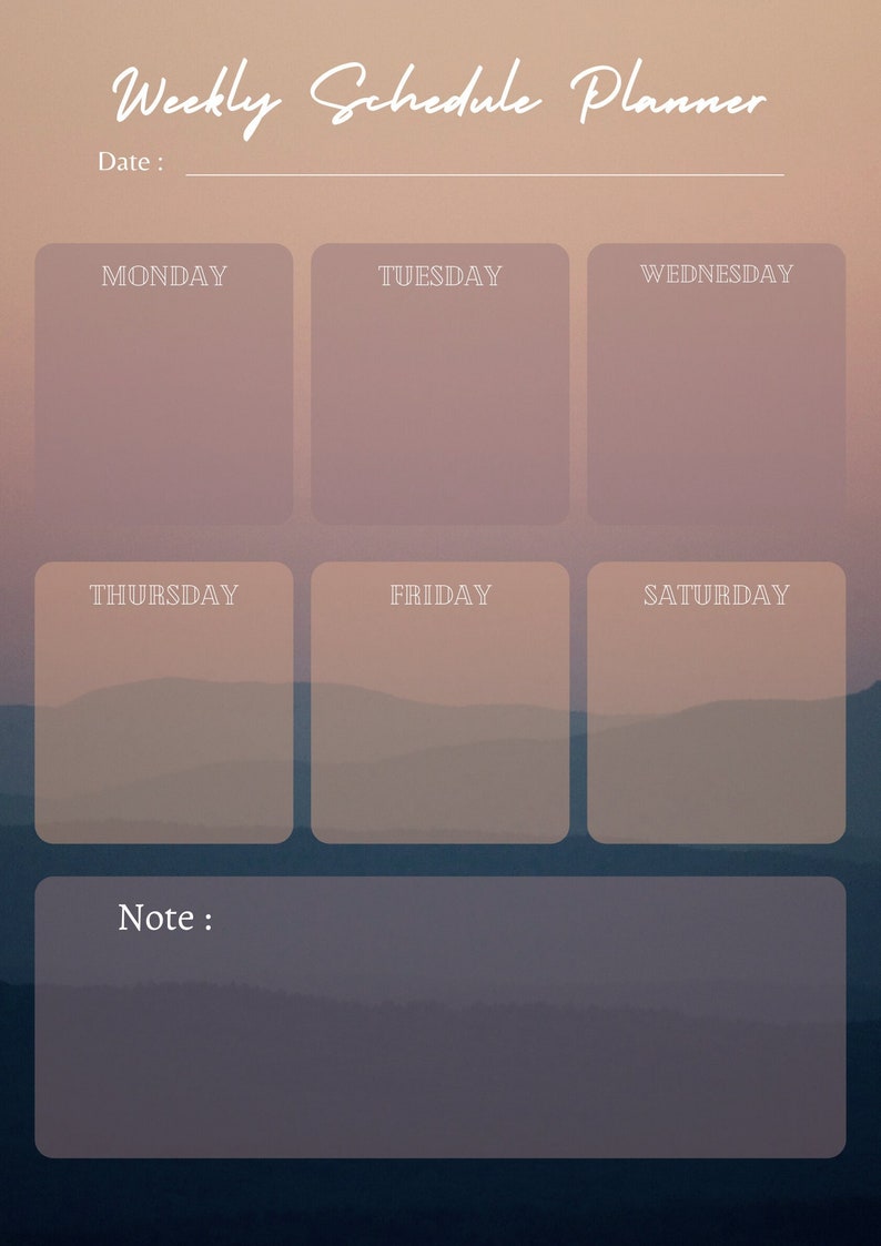 Weekly Planner Reminder,instant Download,reminders of the Day,schedule ...